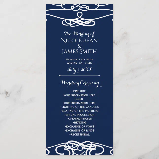 White & White Vintage Elegant Wedding Program | Zazzle