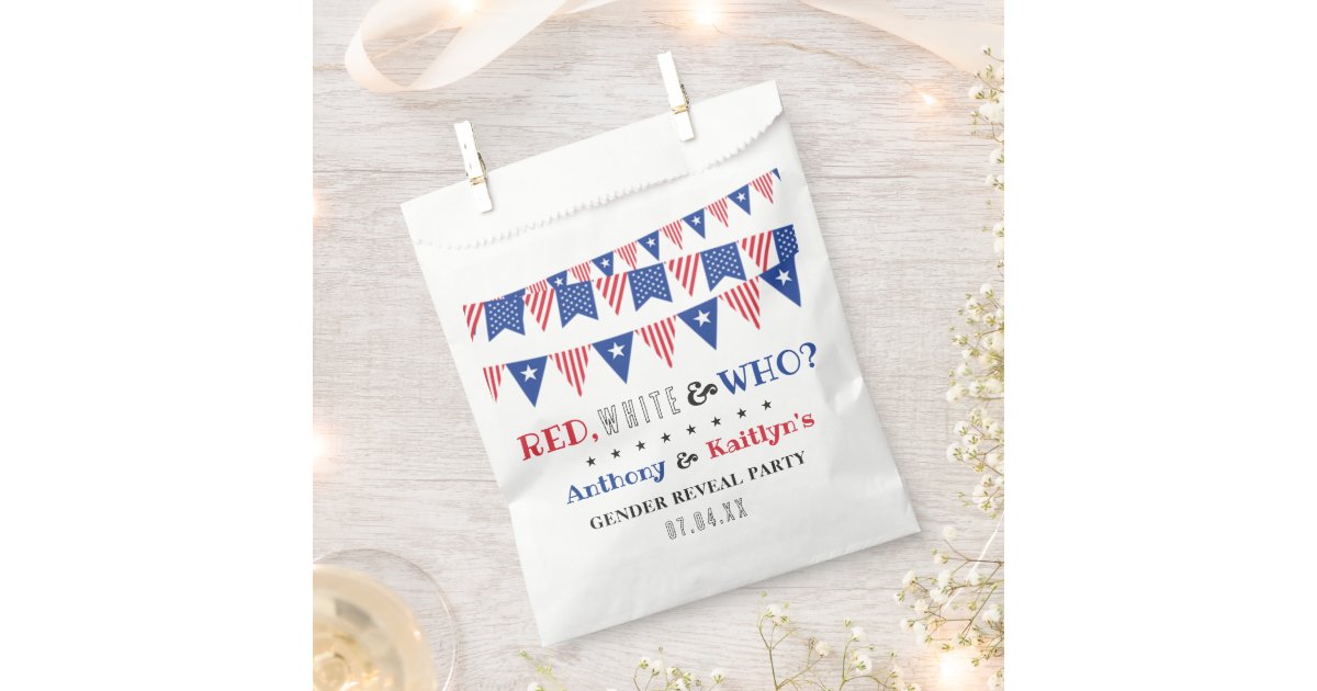 White & Who? 4th Of July Gender Reveal Party Favor Bag | Zazzle