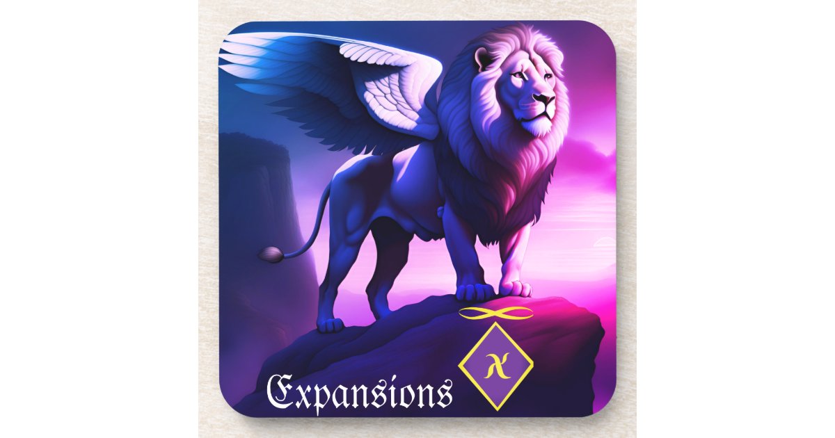 White Winged Lion Coasters | Zazzle