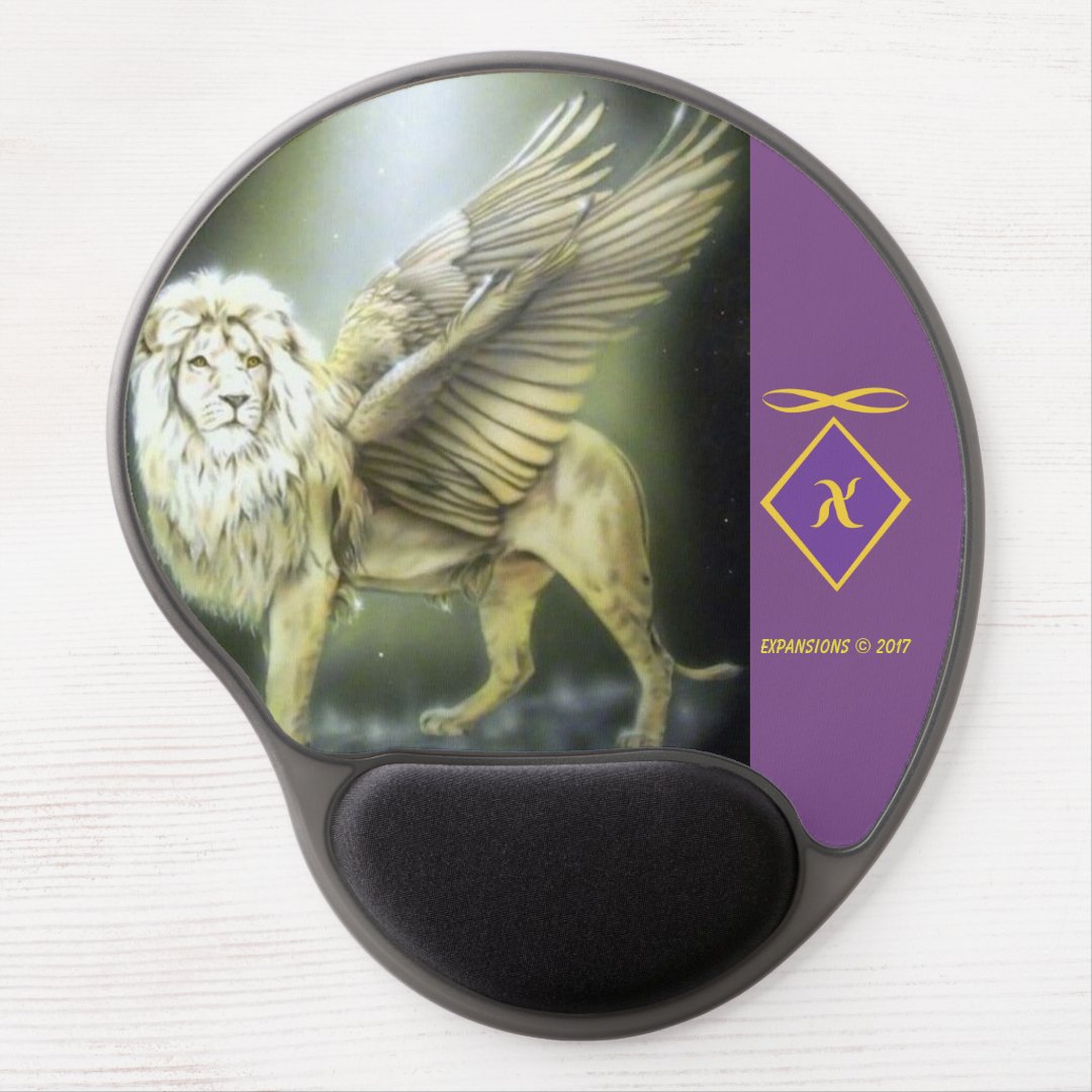 White Winged Lion Mousepad | Zazzle