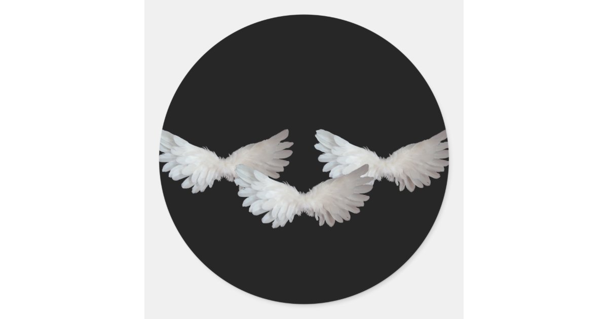 White Wings Round Sticker | Zazzle