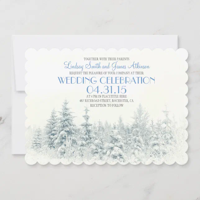 White winter wedding invitation | Zazzle