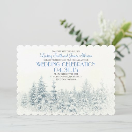 White winter wedding invitation | Zazzle