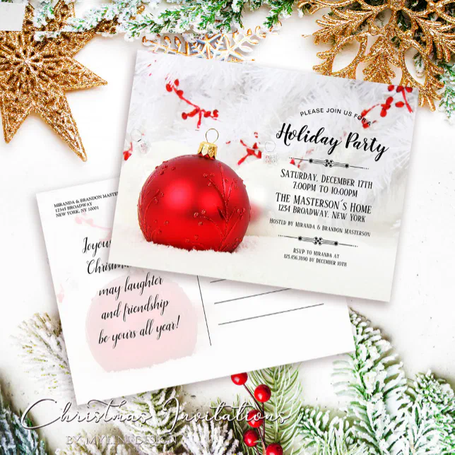 White Winter Wonderland Holiday Party Invitation | Zazzle