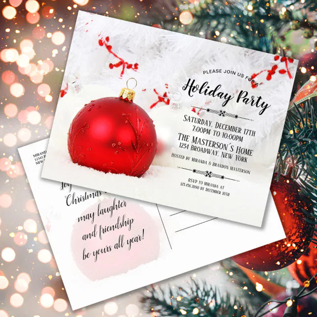 White Winter Wonderland Holiday Party Invitation | Zazzle