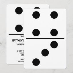 White with Black Dots Domino Custom Party Invitation | Zazzle