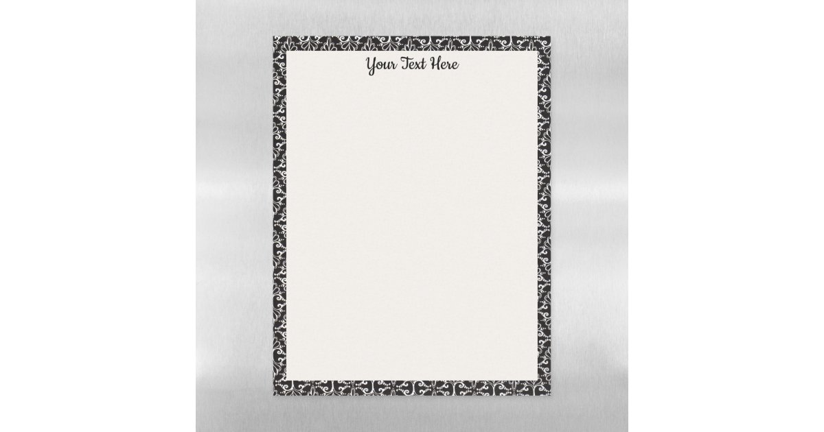 White With classy Damask Border in Black White Magnetic Dry Erase Sheet ...