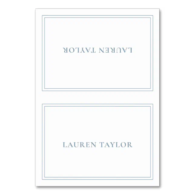 White with Dusty Blue Modern Table Card | Zazzle