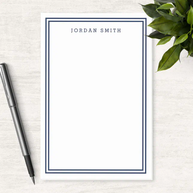 White with Modern Classic Double Navy Blue Borders Post-it Notes | Zazzle