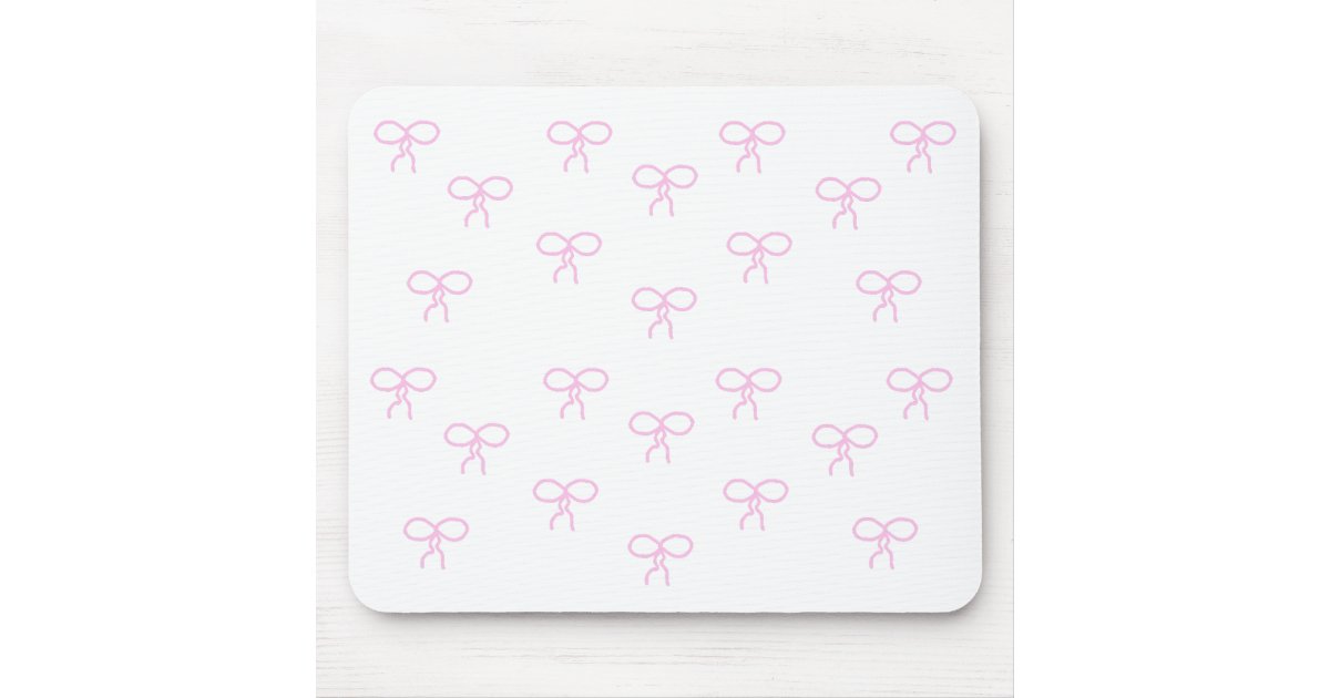 White With Pink Bows Mouse Pad | Zazzle
