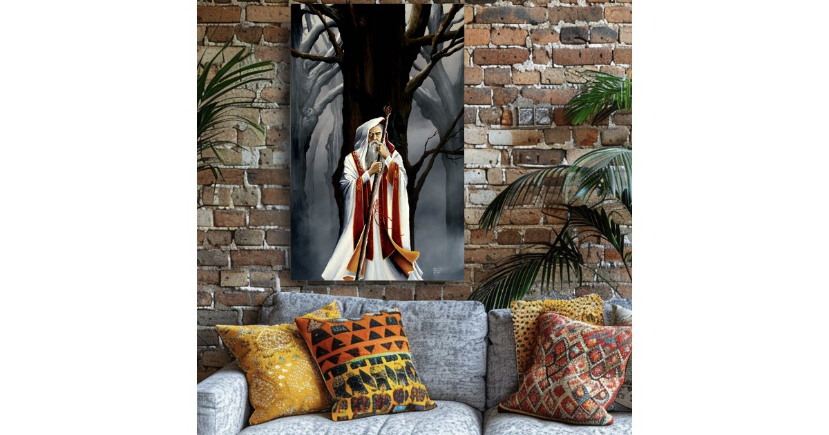 White Wizard Oak tree Fantasy Poster | Zazzle