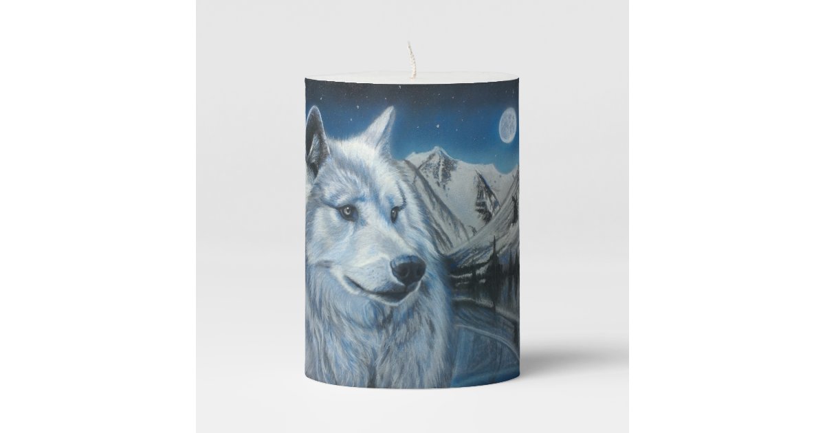 White Wolf Candle | Zazzle