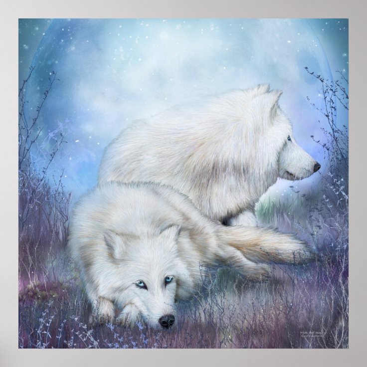 White Wolf Mates Art Poster/Print Poster | Zazzle
