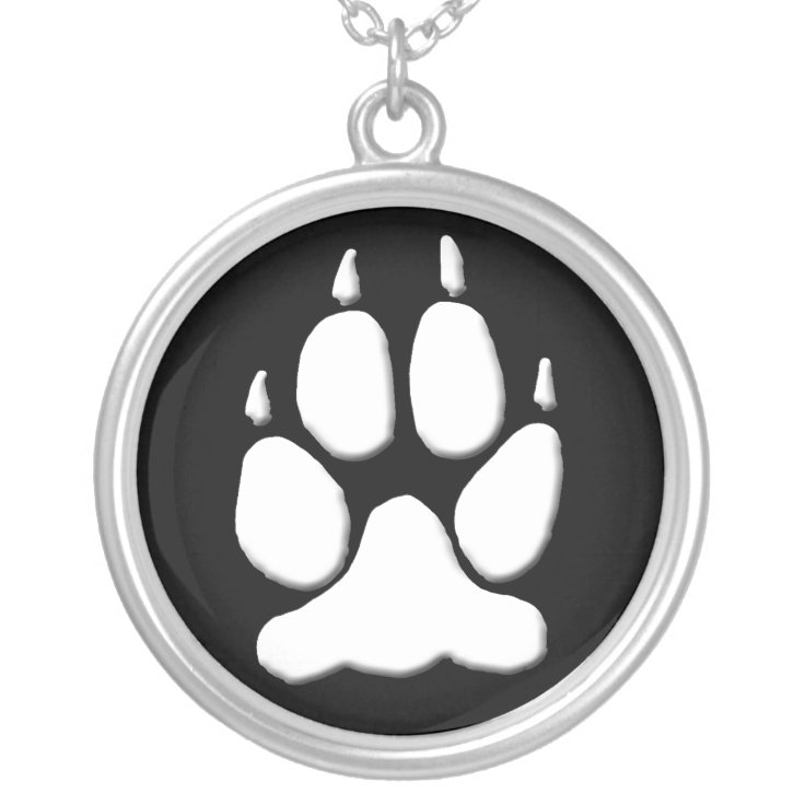 White Wolf Paw Print Pendant | Zazzle