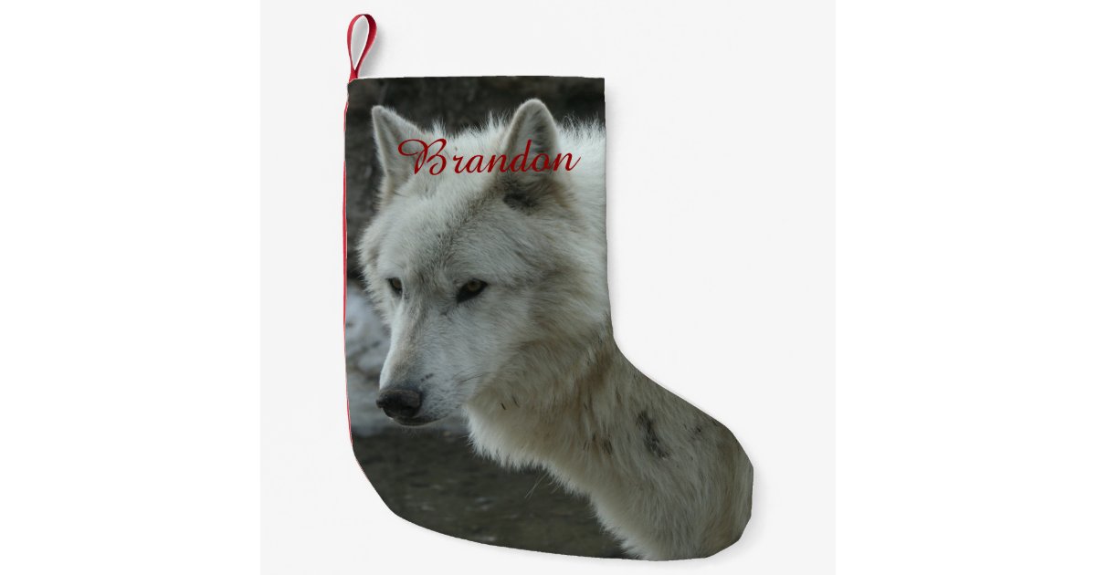 White Wolf Small Christmas Stocking | Zazzle