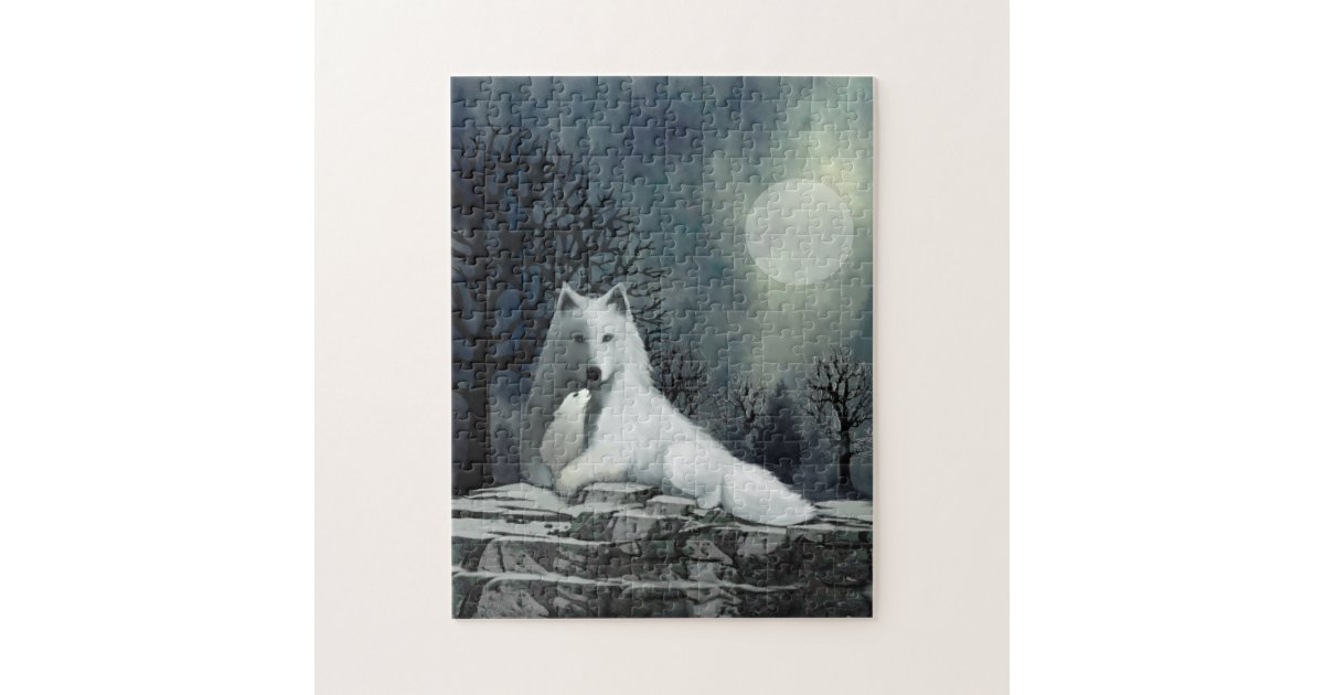 White Wolf with Pup Puzzle | Zazzle