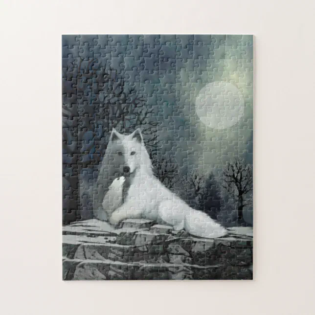 White Wolf with Pup Puzzle | Zazzle