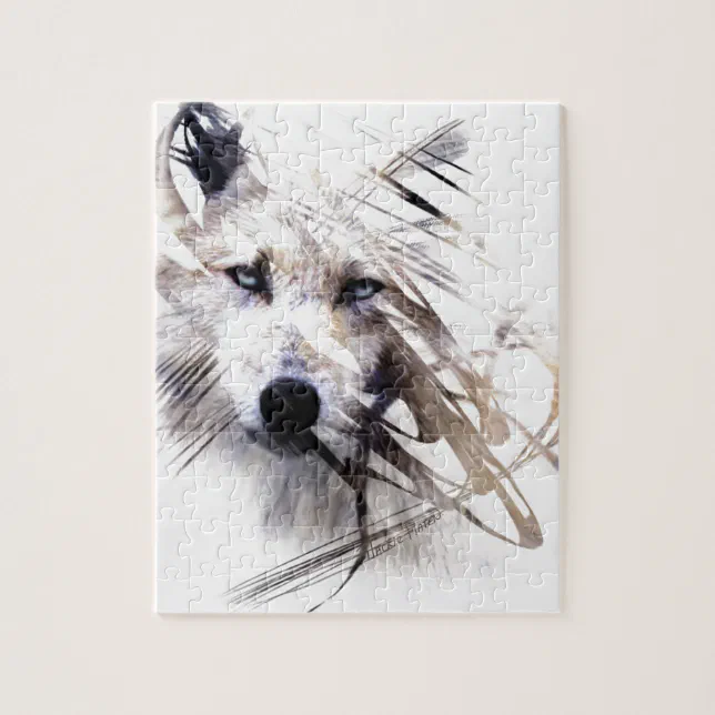White Wolf wolves animal art Jigsaw Puzzle | Zazzle