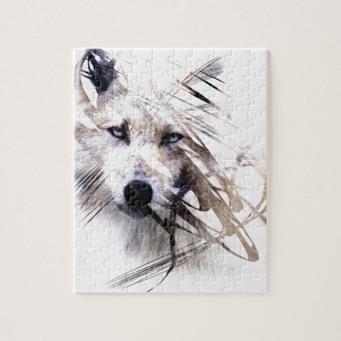 White Wolf wolves animal art Jigsaw Puzzle | Zazzle.com