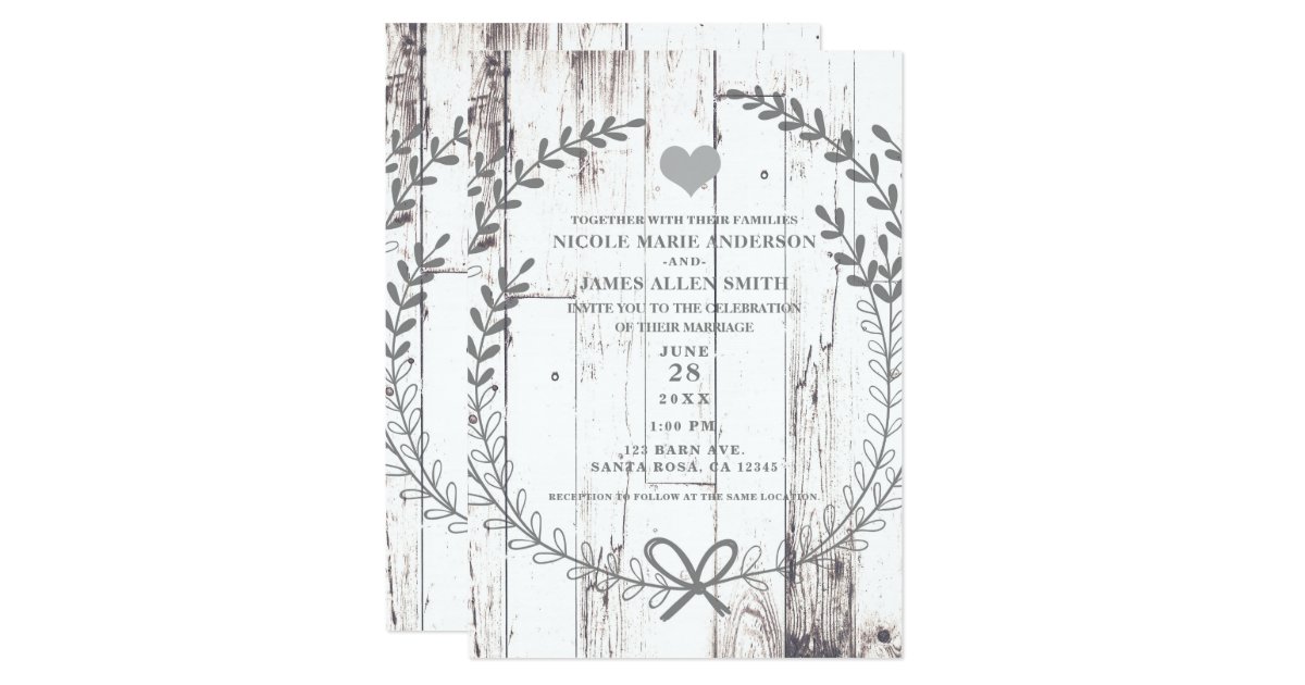 White Wood Rustic Farmhouse Country Wedding Invitation | Zazzle.com