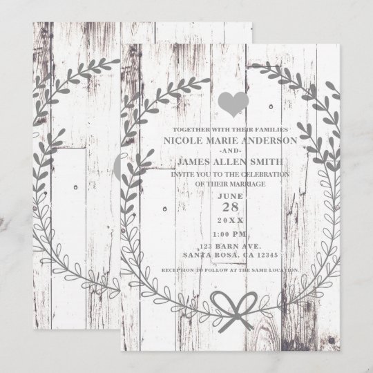 White Wood Rustic Farmhouse Country Wedding Invitation | Zazzle.com