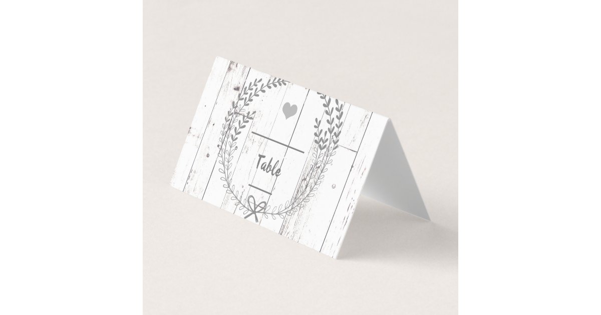 White Wood Rustic Wedding Table Seat Seating Place Card | Zazzle.com