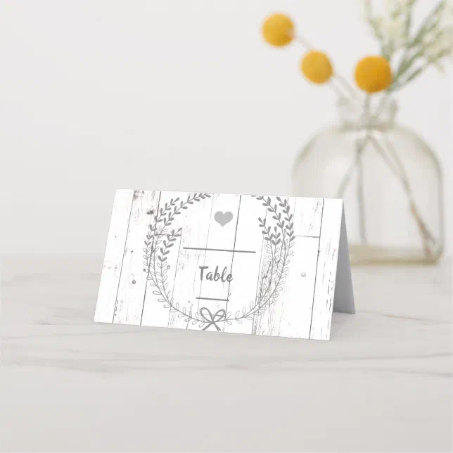 White Wood Rustic Wedding Table Seat Seating Place Card | Zazzle