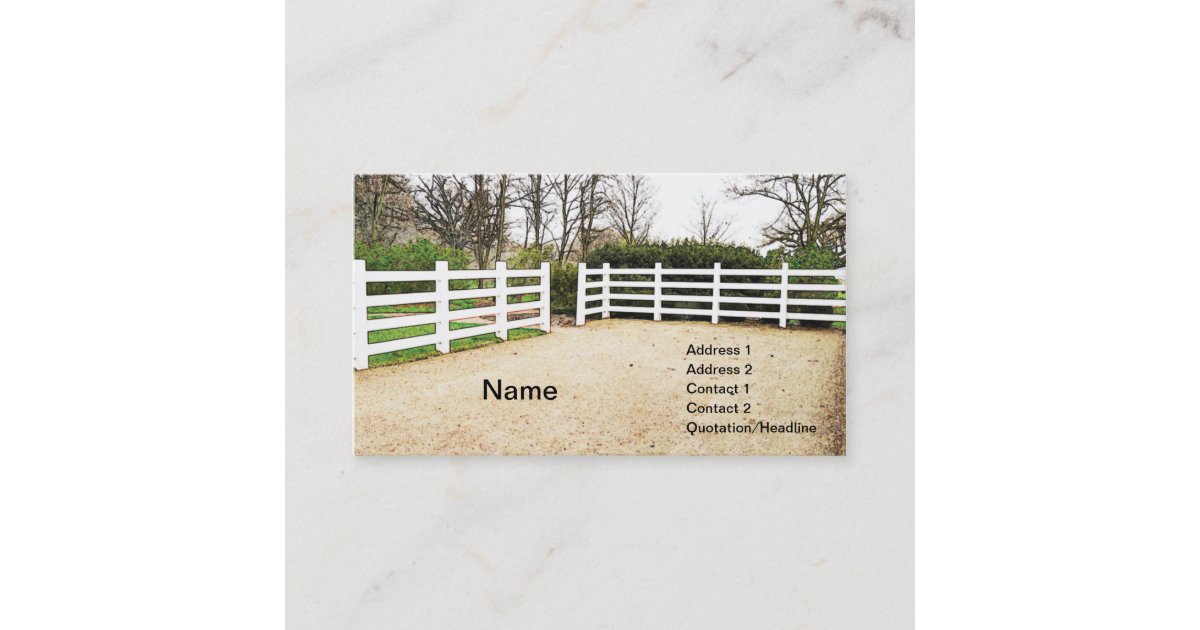 white wooden post and rail fence business card | Zazzle