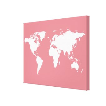 white world-map on pink canvas print | Zazzle