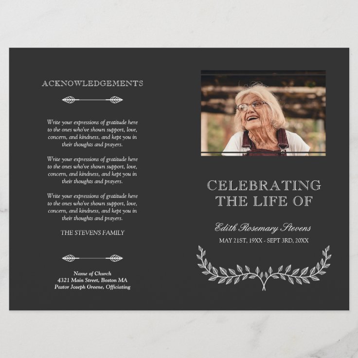 White Wreath Celebration of Life Funeral Program | Zazzle