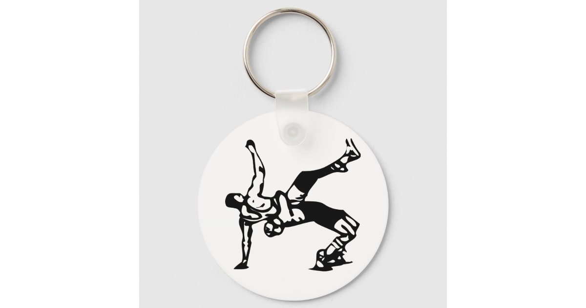 White Wrestling Keychain | Zazzle