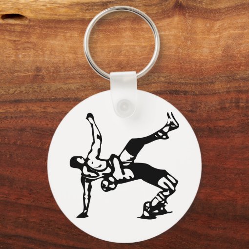 White Wrestling Keychain | Zazzle