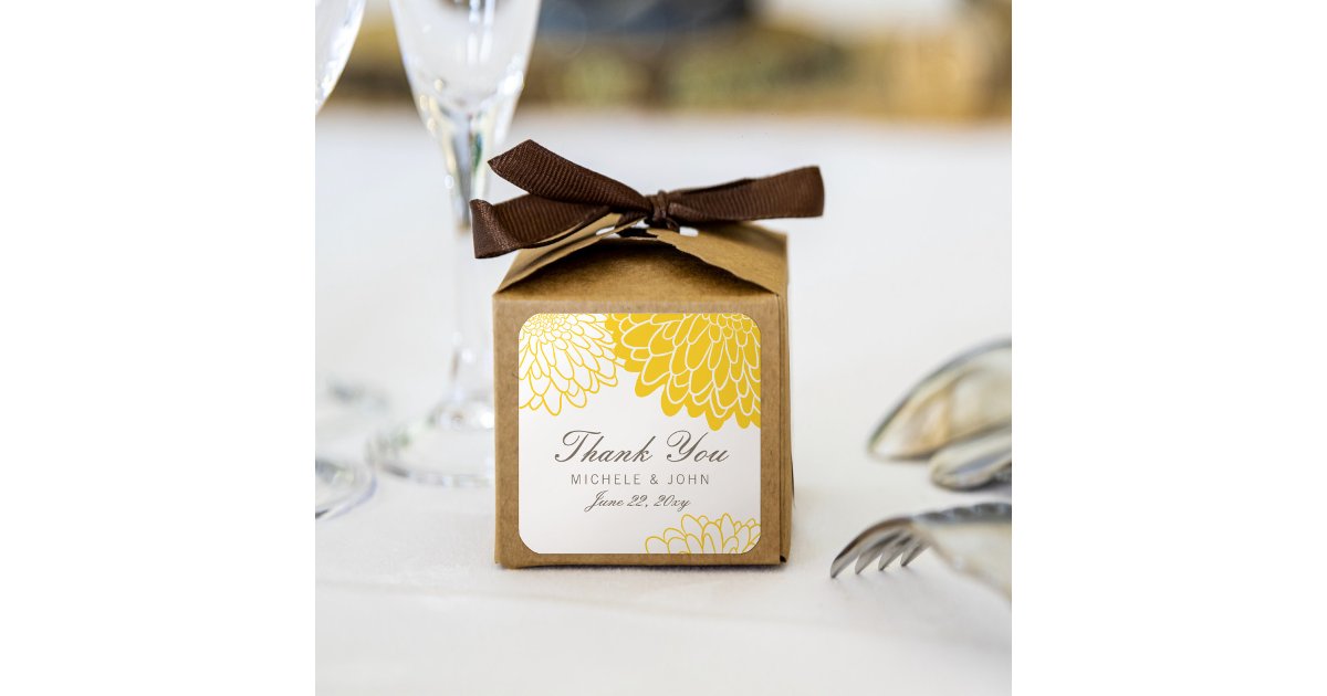 White Yellow Chrysanthemum Thank You Stickers | Zazzle