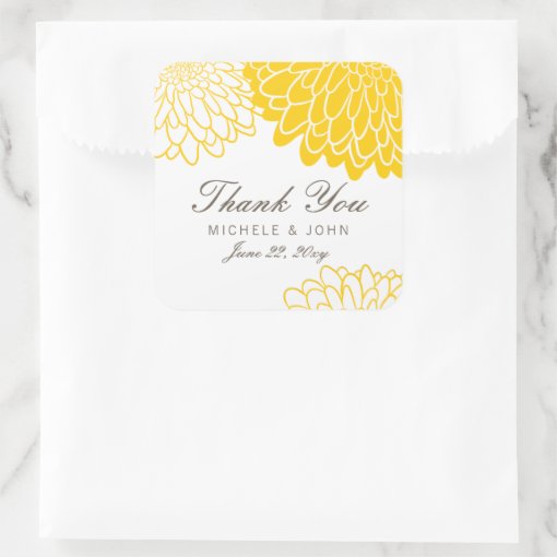 White Yellow Chrysanthemum Thank You Stickers | Zazzle