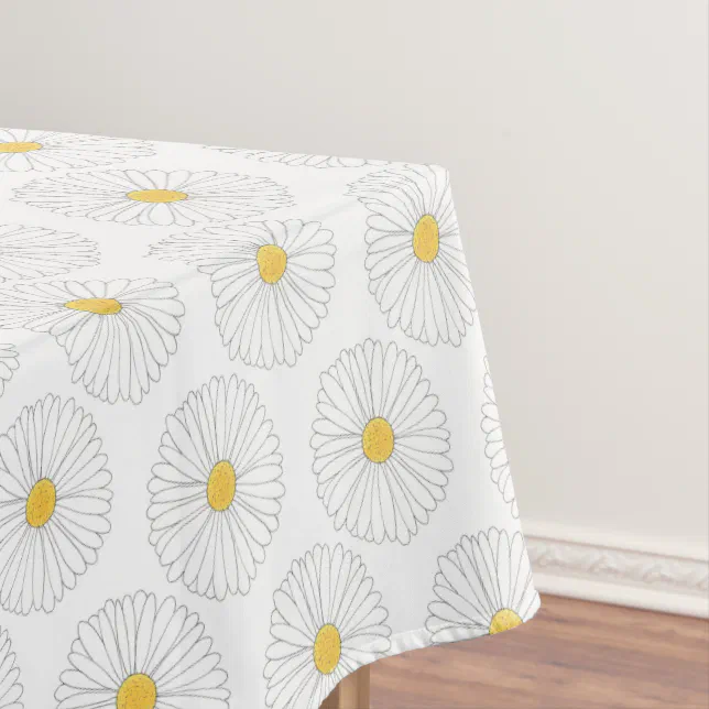 White Yellow Daisy Flower Floral Garden Party Tablecloth | Zazzle