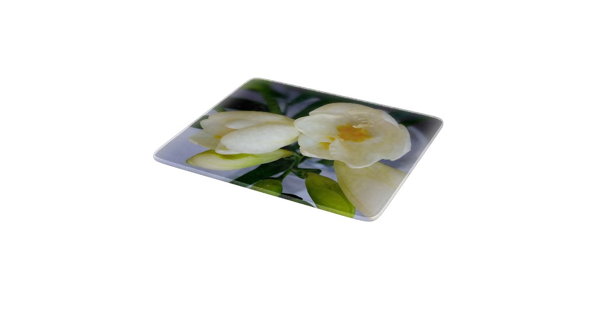 white yellow freesia cutting board | Zazzle