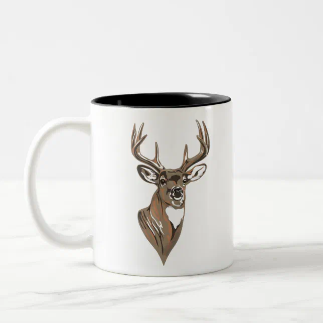 Whitetail Buck Deer Head Two-Tone Coffee Mug | Zazzle