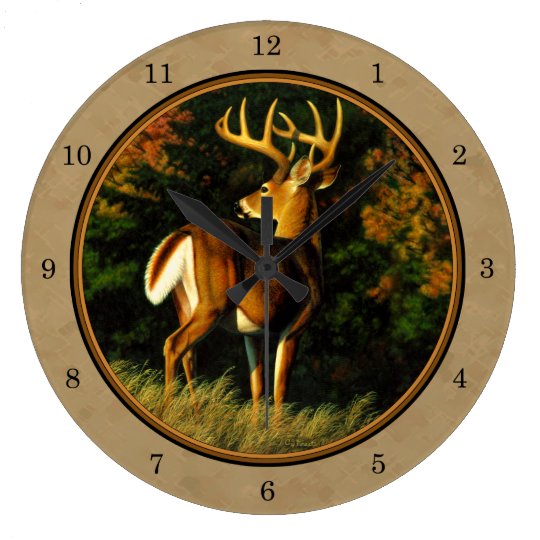Whitetail Buck Deer Hunting Tan Large Clock | Zazzle.com