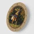 Whitetail Buck Deer Hunting Tan Large Clock | Zazzle