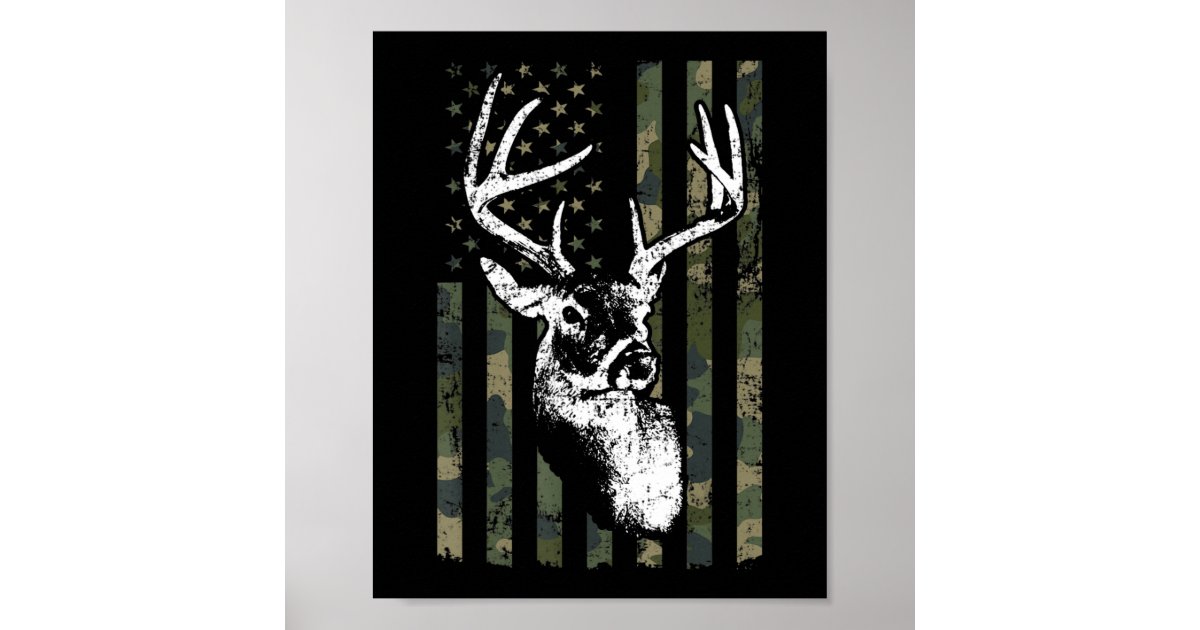 Whitetail Buck Deer Hunting USA Camouflage America Poster | Zazzle