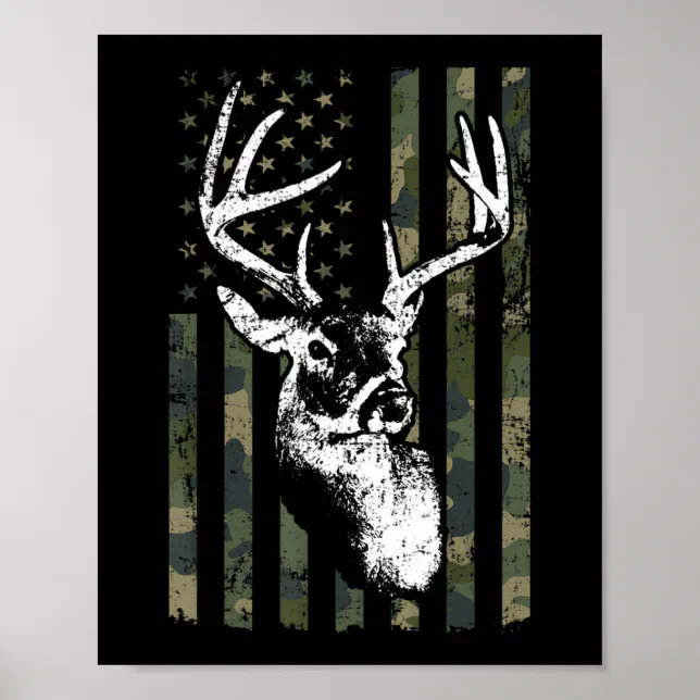 Whitetail Buck Deer Hunting USA Camouflage America Poster | Zazzle