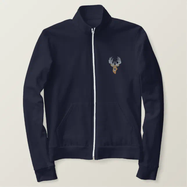 Whitetail Deer Head Embroidered Jacket | Zazzle