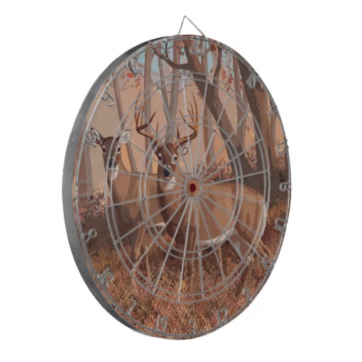 Whitetail Deer In Forest Retro Style Nature Dart Board | Zazzle