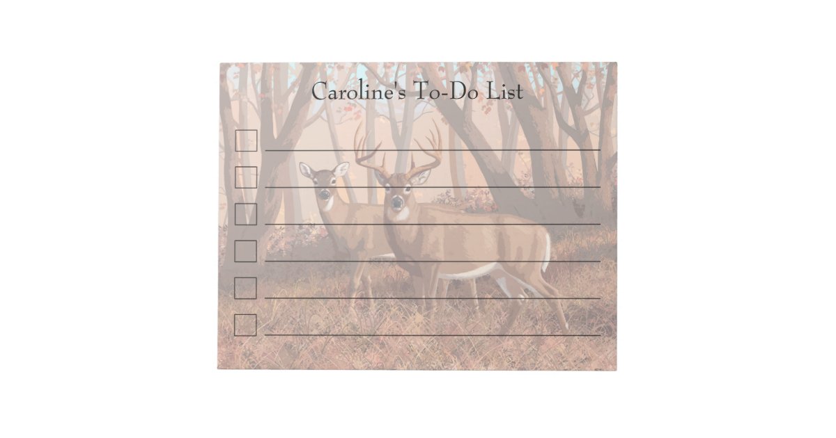 Whitetail Deer In Forest Retro Style Nature Notepad | Zazzle
