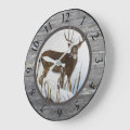 Whitetail Deer Rustic Design Large Clock | Zazzle