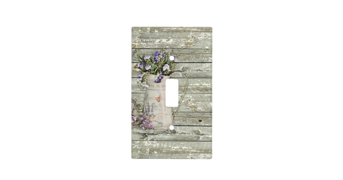 whitewashed barn wood farmhouse summer lavender light switch cover | Zazzle