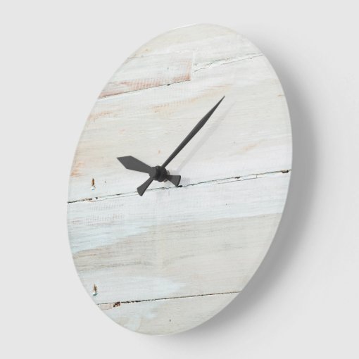 Whitewashed Barn Wood White Woodgrain Large Clock | Zazzle