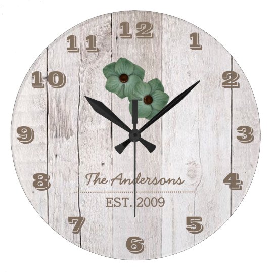 Whitewashed Wood Shabby Chic Personalized Clock | Zazzle.com