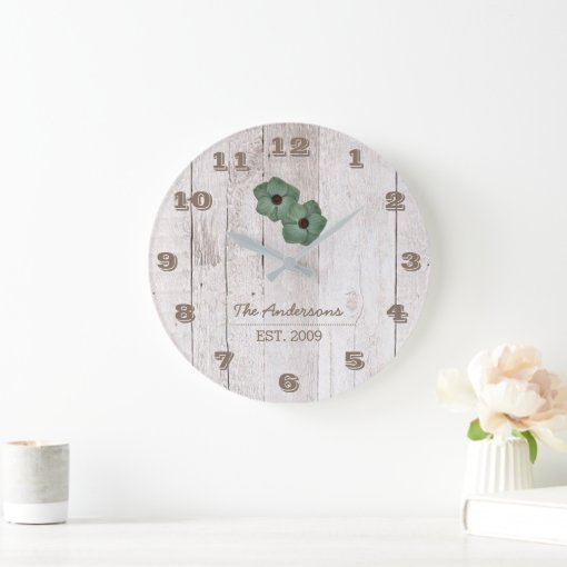 Whitewashed Wood Shabby Chic Personalized Clock | Zazzle