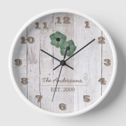 Whitewashed Wood Shabby Chic Personalized Clock | Zazzle